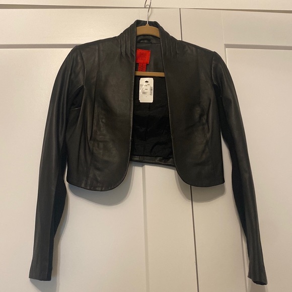 Saks Fifth Avenue | Jackets & Coats | Saks Fifth Avenue Cropped Leather ...